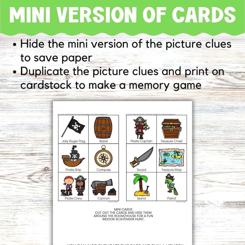 Pirate Scavenger Hunt for Preschoolers With Picture Clues, Daycare ...