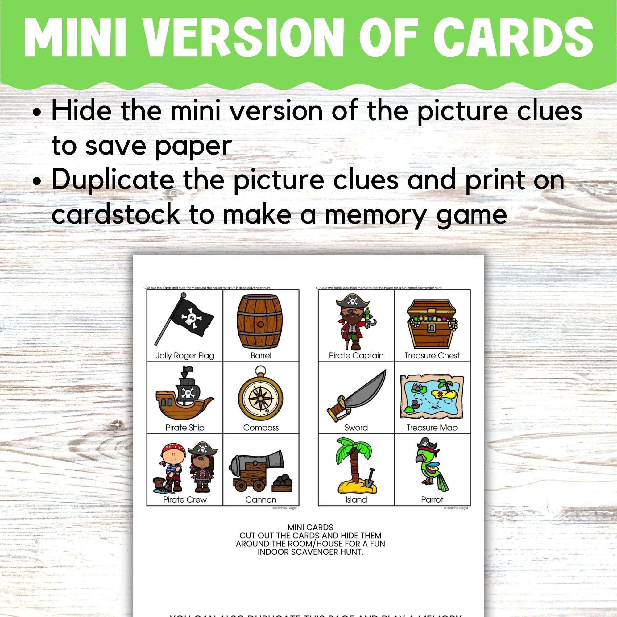 Pirate Scavenger Hunt for Preschoolers With Picture Clues, Daycare ...