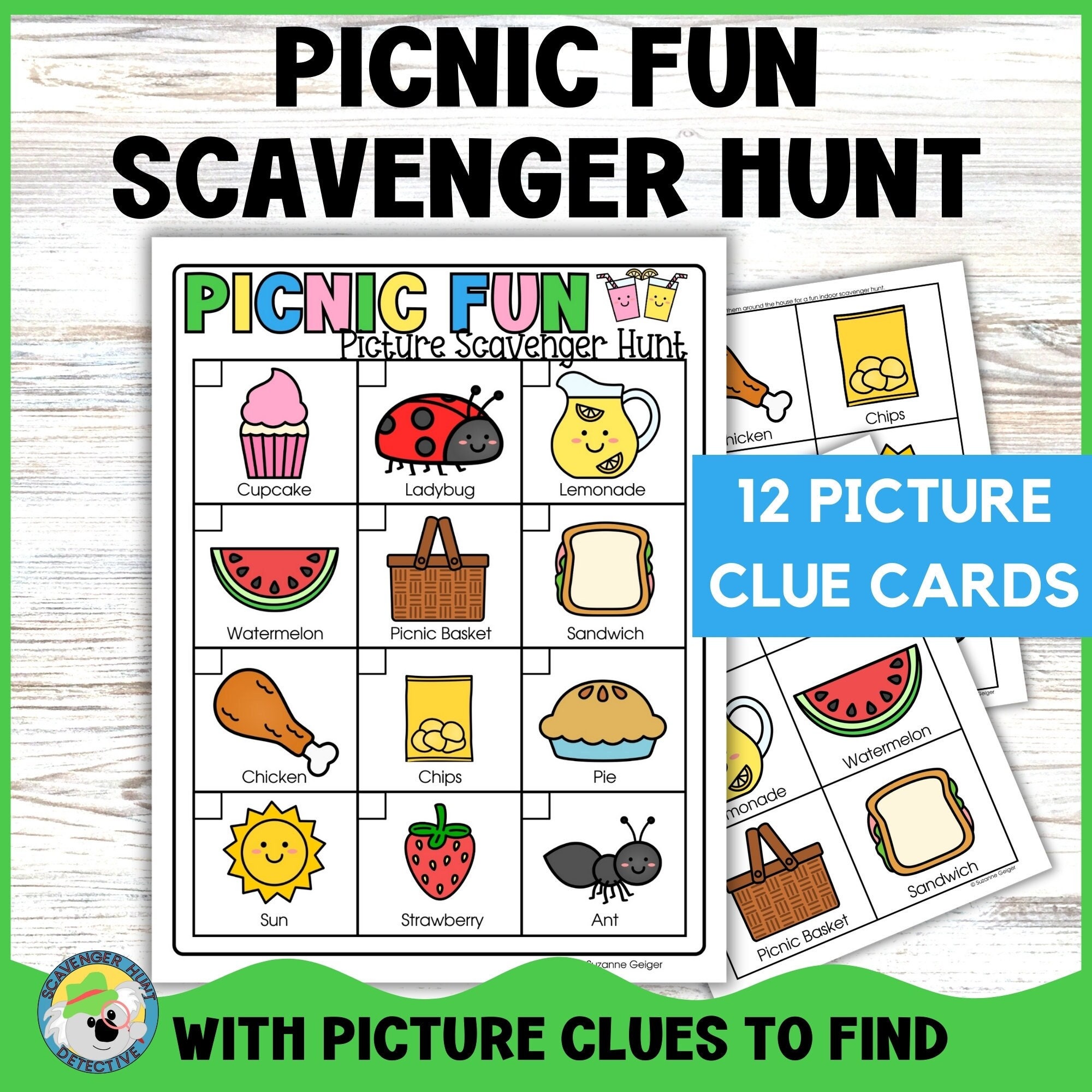 Picnic Scavenger Hunt for Preschoolers With Picture Clues, Toddler ...