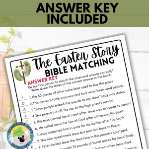 Easter Story Bible Matching Game, Holy Week Easter Bible Game Church ...