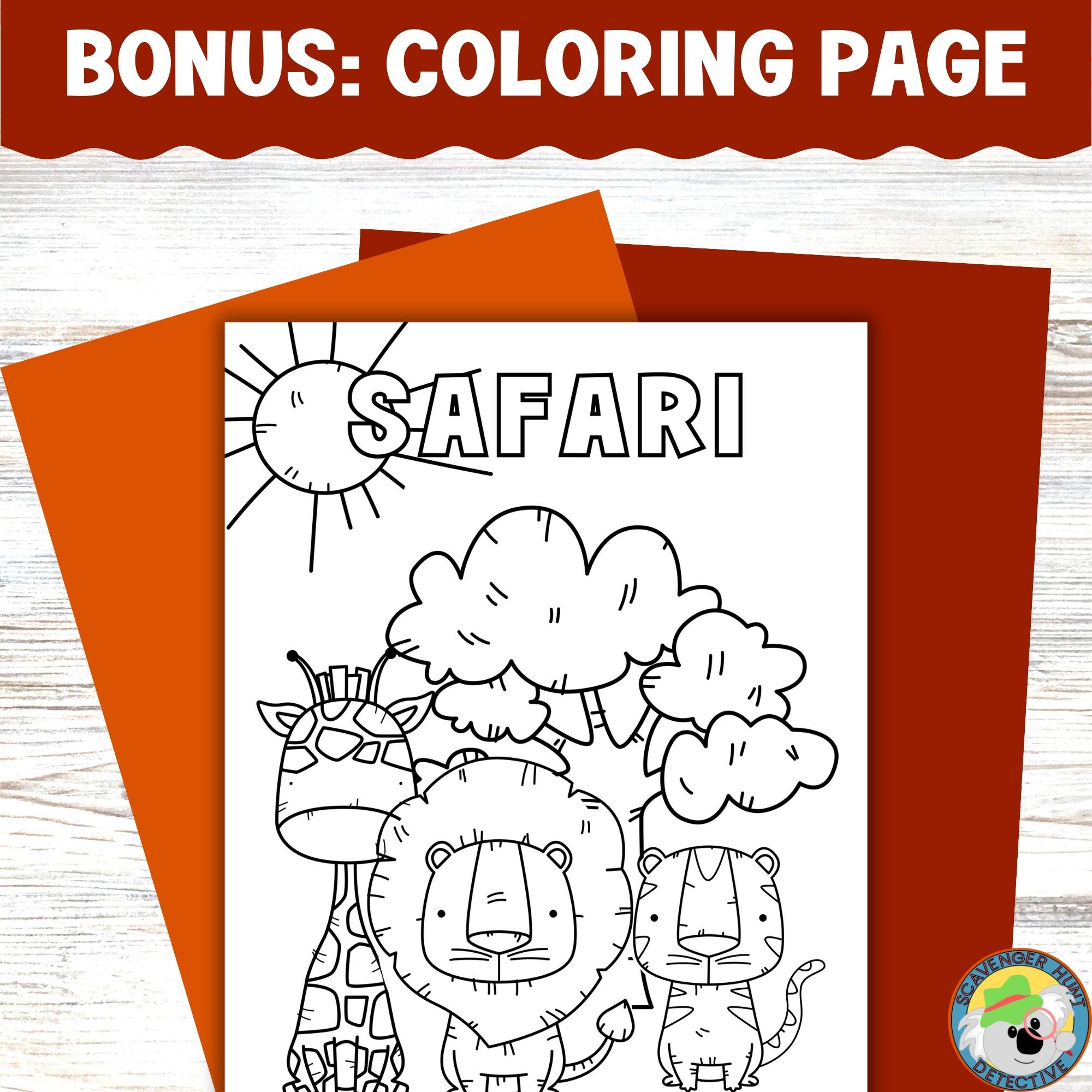 Safari Animal Scavenger Hunt for Preschoolers With Picture Clues ...