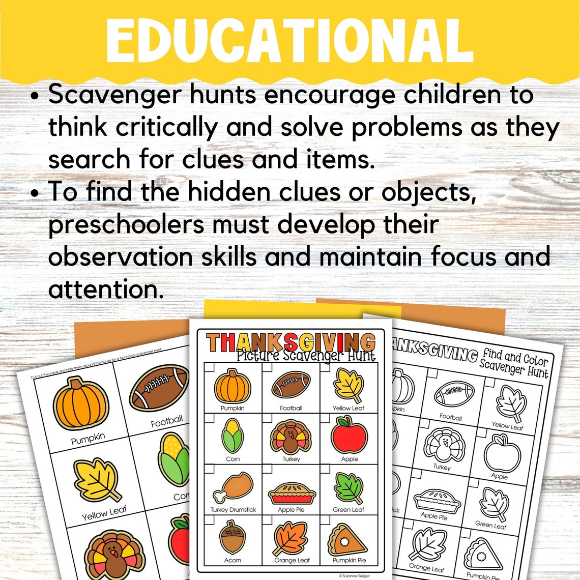 Thanksgiving Scavenger Hunt for Preschoolers With Picture Clues ...