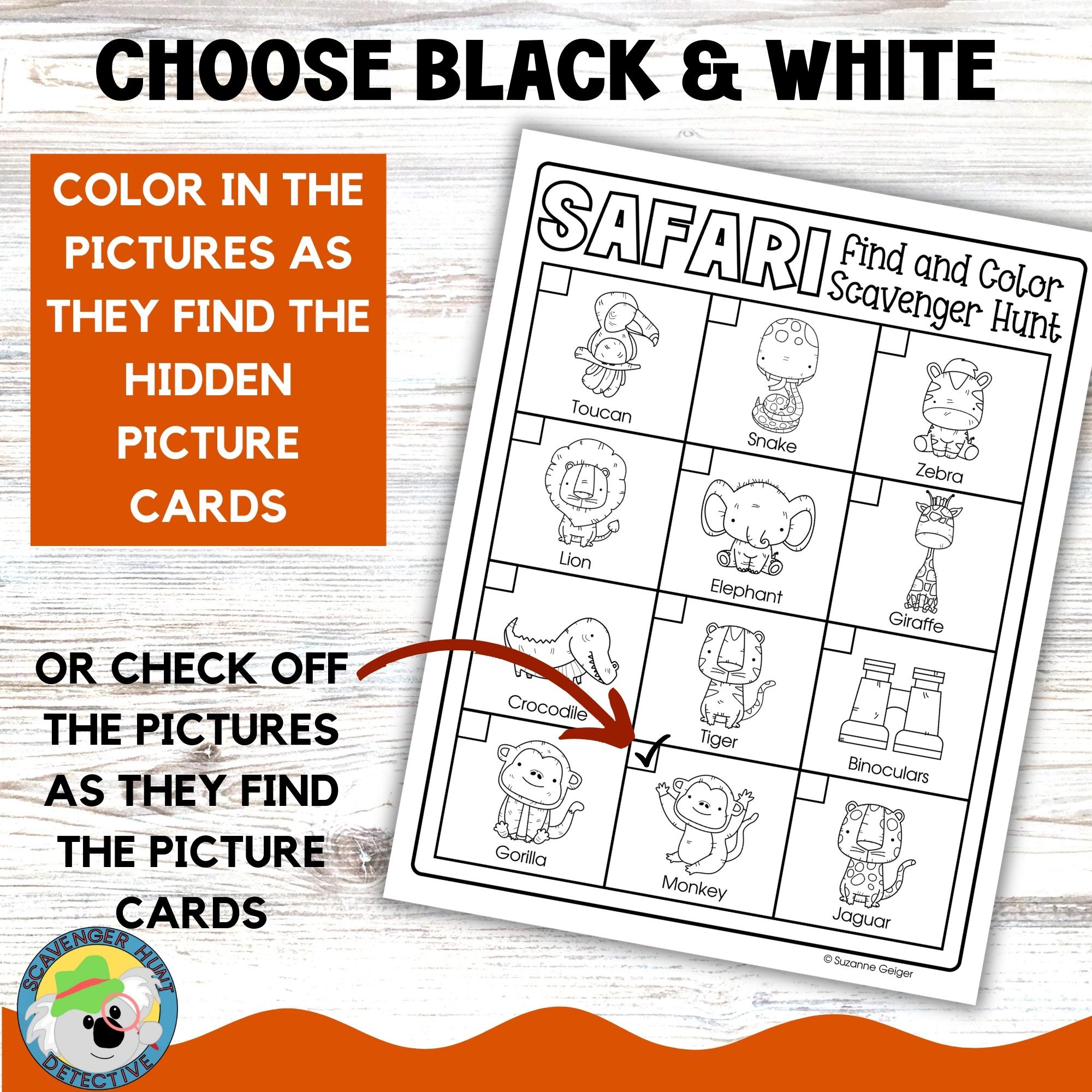 Safari Animal Scavenger Hunt for Preschoolers With Picture Clues ...