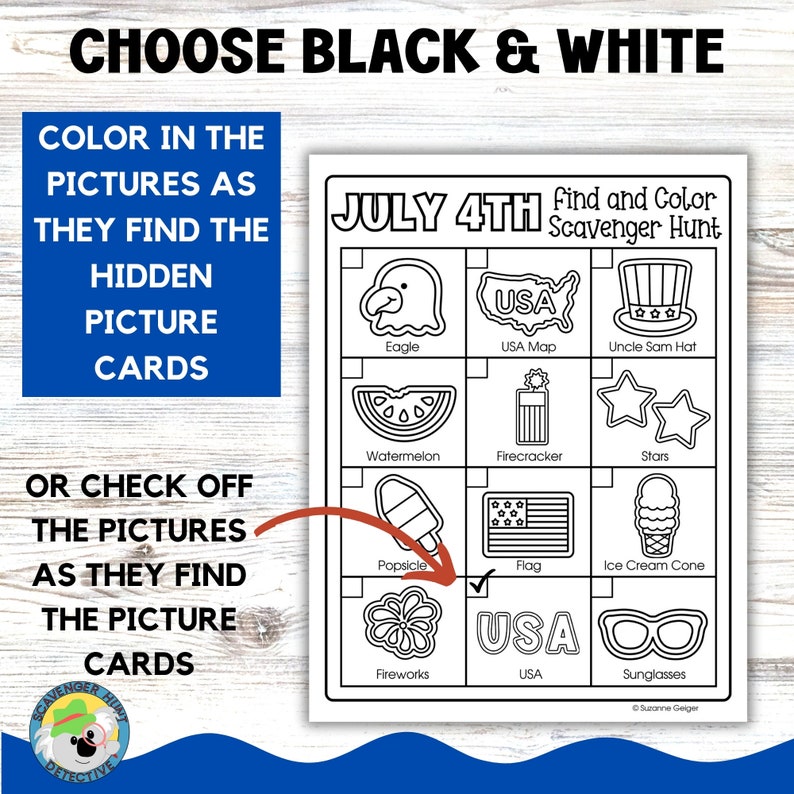 4th of July Scavenger Hunt for Preschoolers With Picture Clues, Toddler ...