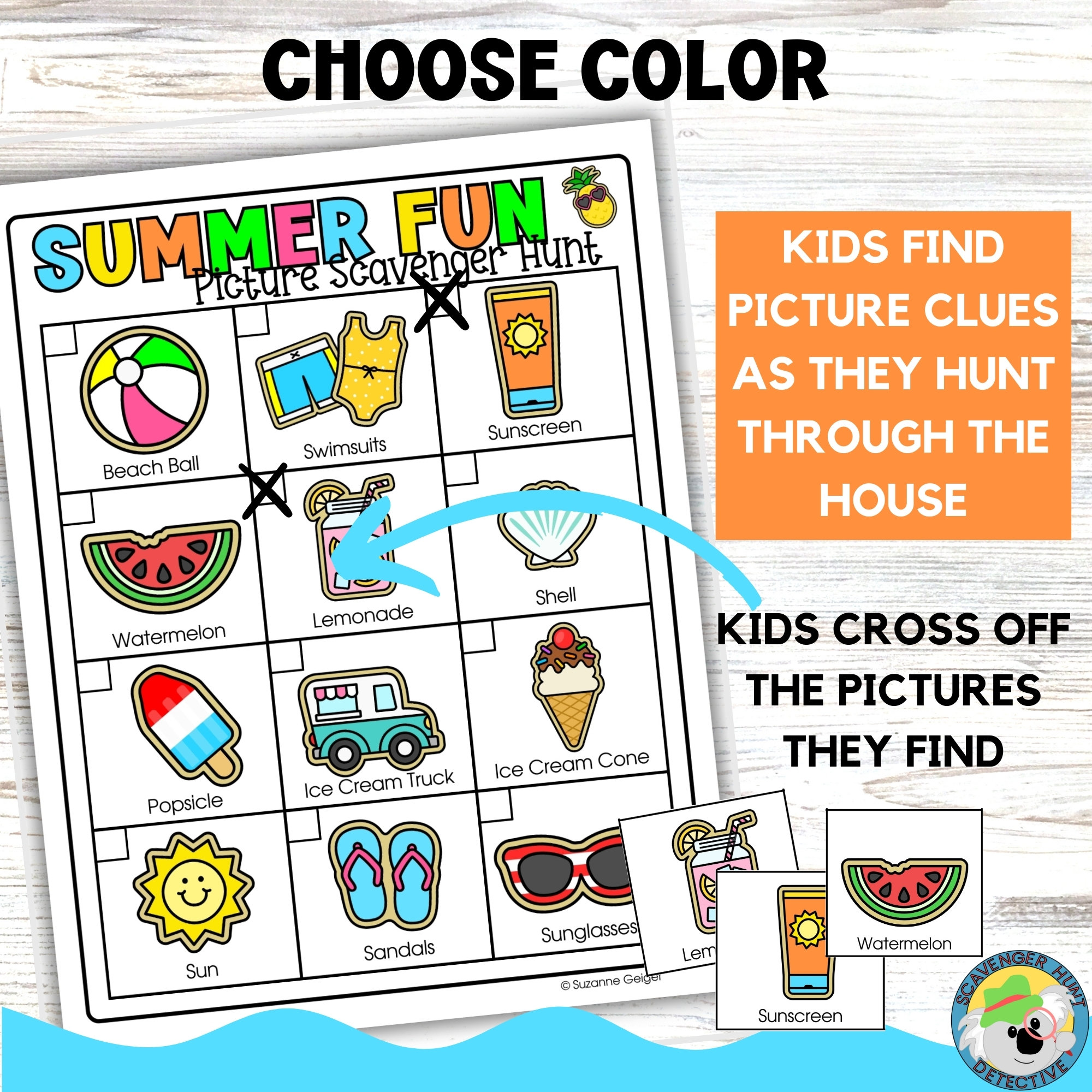 Summer Scavenger Hunt for Preschoolers With Picture Clues, Toddler ...