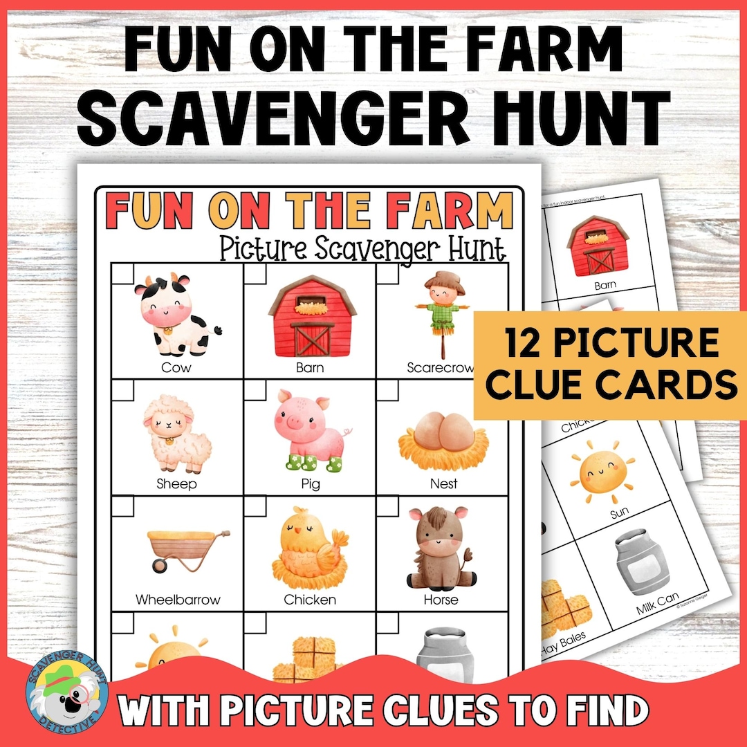 Farm Theme Scavenger Hunt for Preschoolers With Picture Clues, Daycare ...