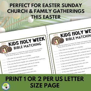 Holy Week Easter Bible Matching Game for Kids, Easter Story Bible Game ...