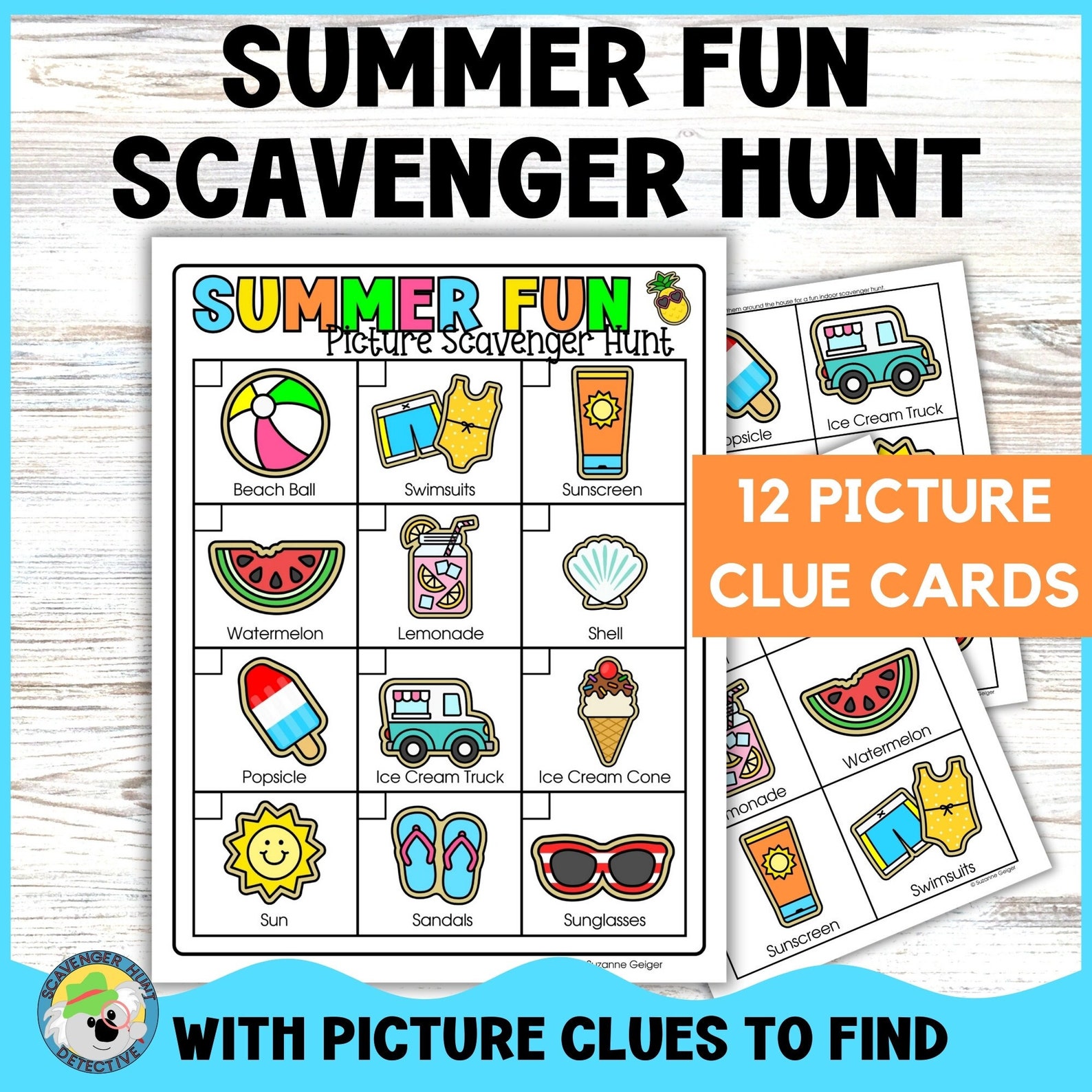 Summer Scavenger Hunt for Preschoolers With Picture Clues, Toddler ...