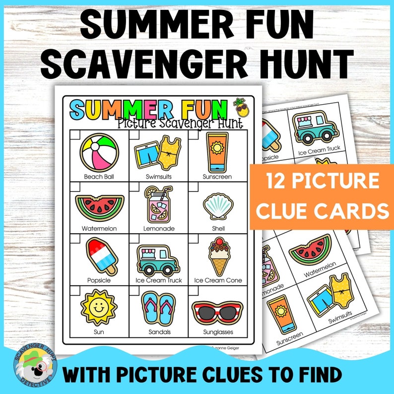 Summer Scavenger Hunt for Preschoolers With Picture Clues, Toddler ...
