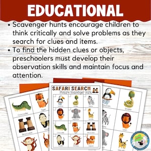 Safari Animal Scavenger Hunt for Preschoolers With Picture Clues ...