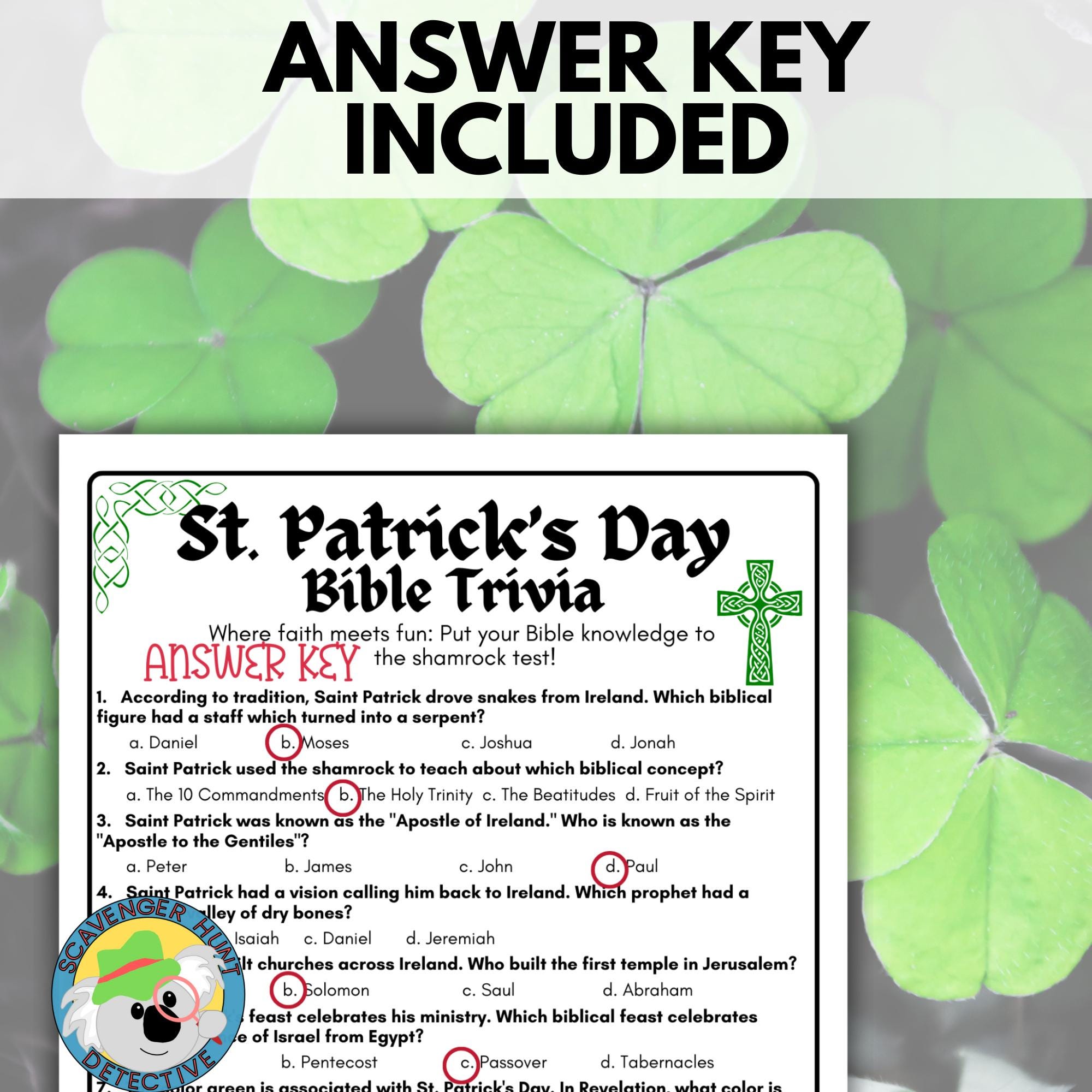 St. Patrick's Day Bible Trivia Game, Saint Patrick Bible Game Church ...