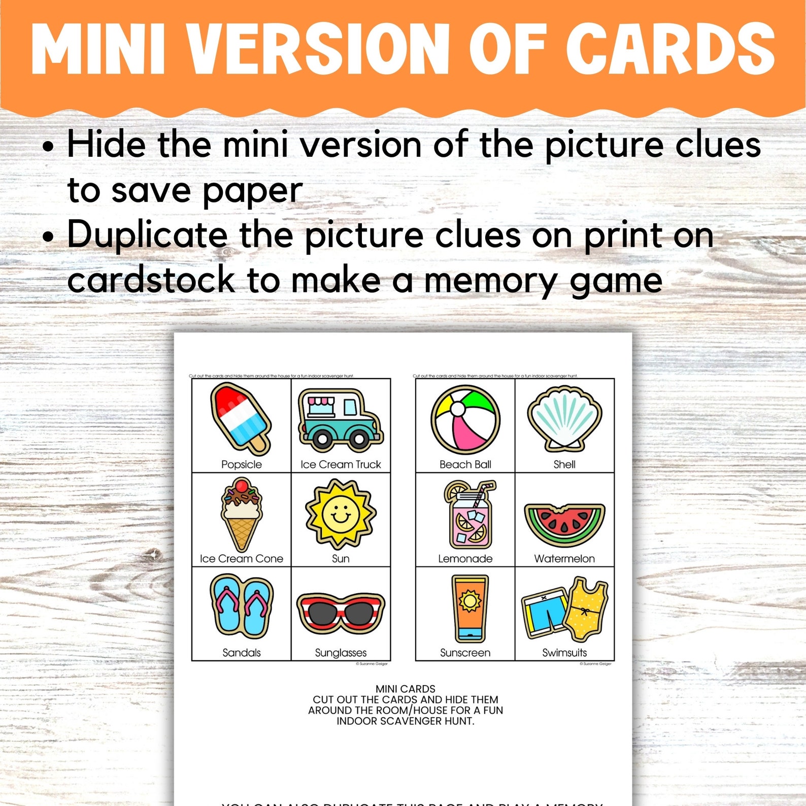 Summer Scavenger Hunt for Preschoolers With Picture Clues, Toddler ...