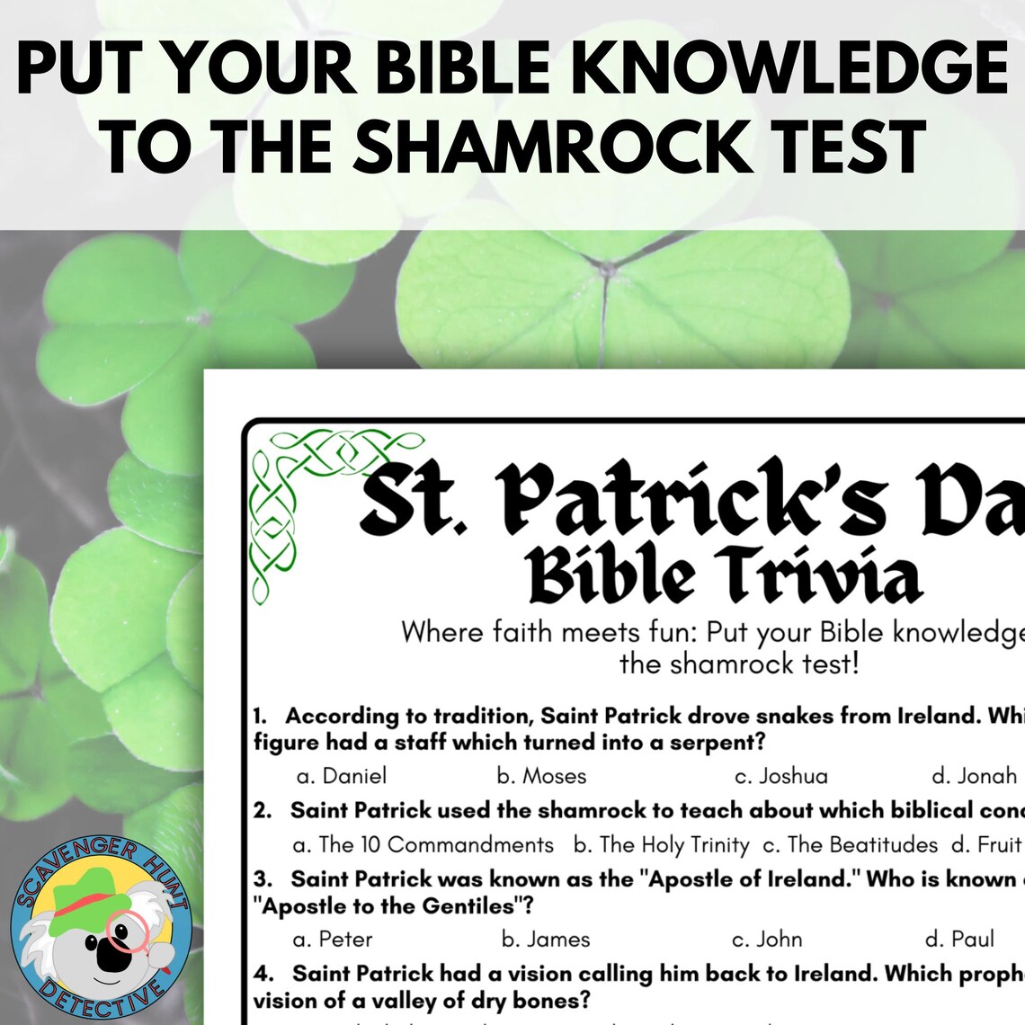 St. Patrick's Day Bible Trivia Game, Saint Patrick Bible Game Church ...