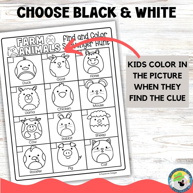 Farm Animals Scavenger Hunt for Preschoolers With Picture Clues, Farm ...