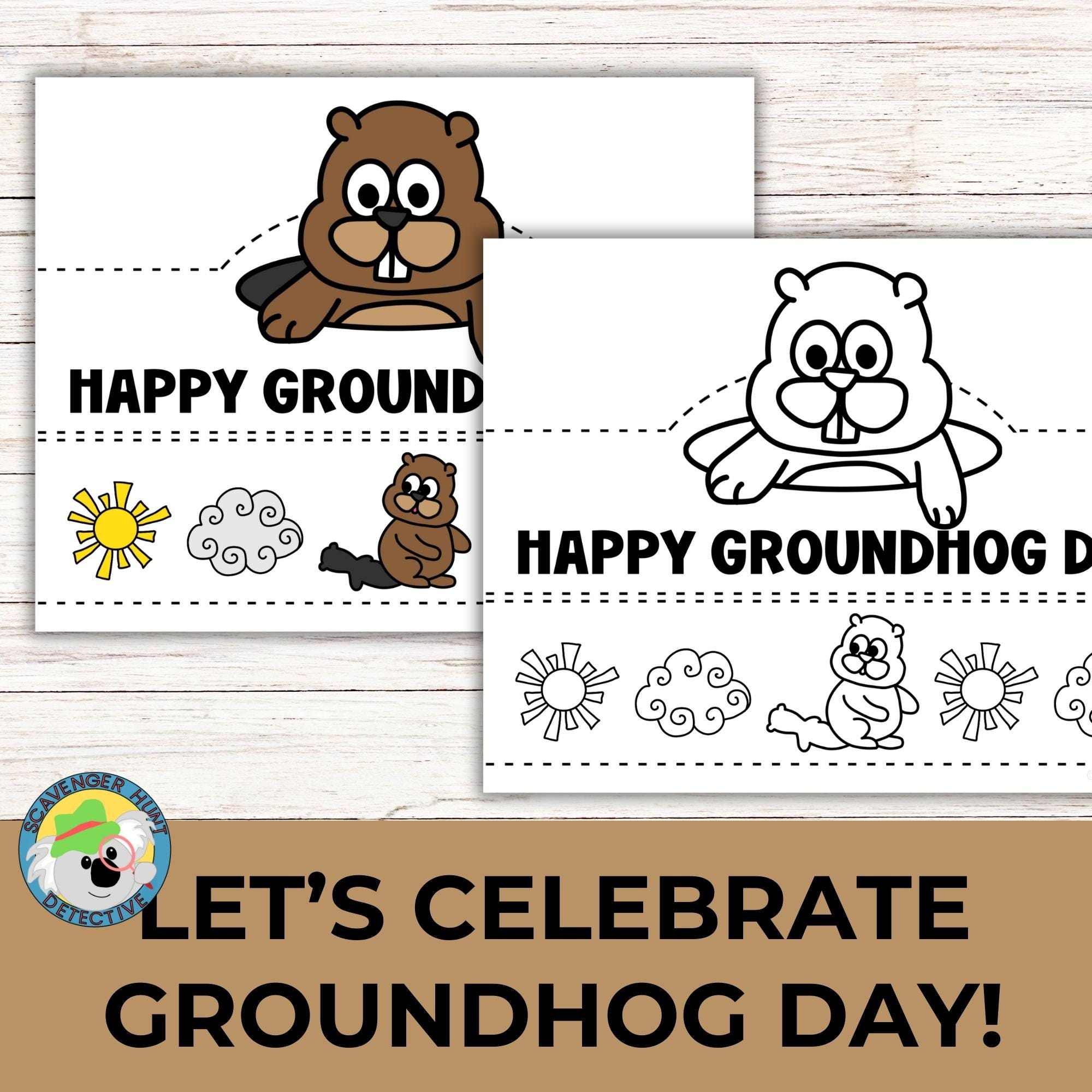 Groundhog Day Paper Crown Craft Activity, Coloring Printable Groundhog ...