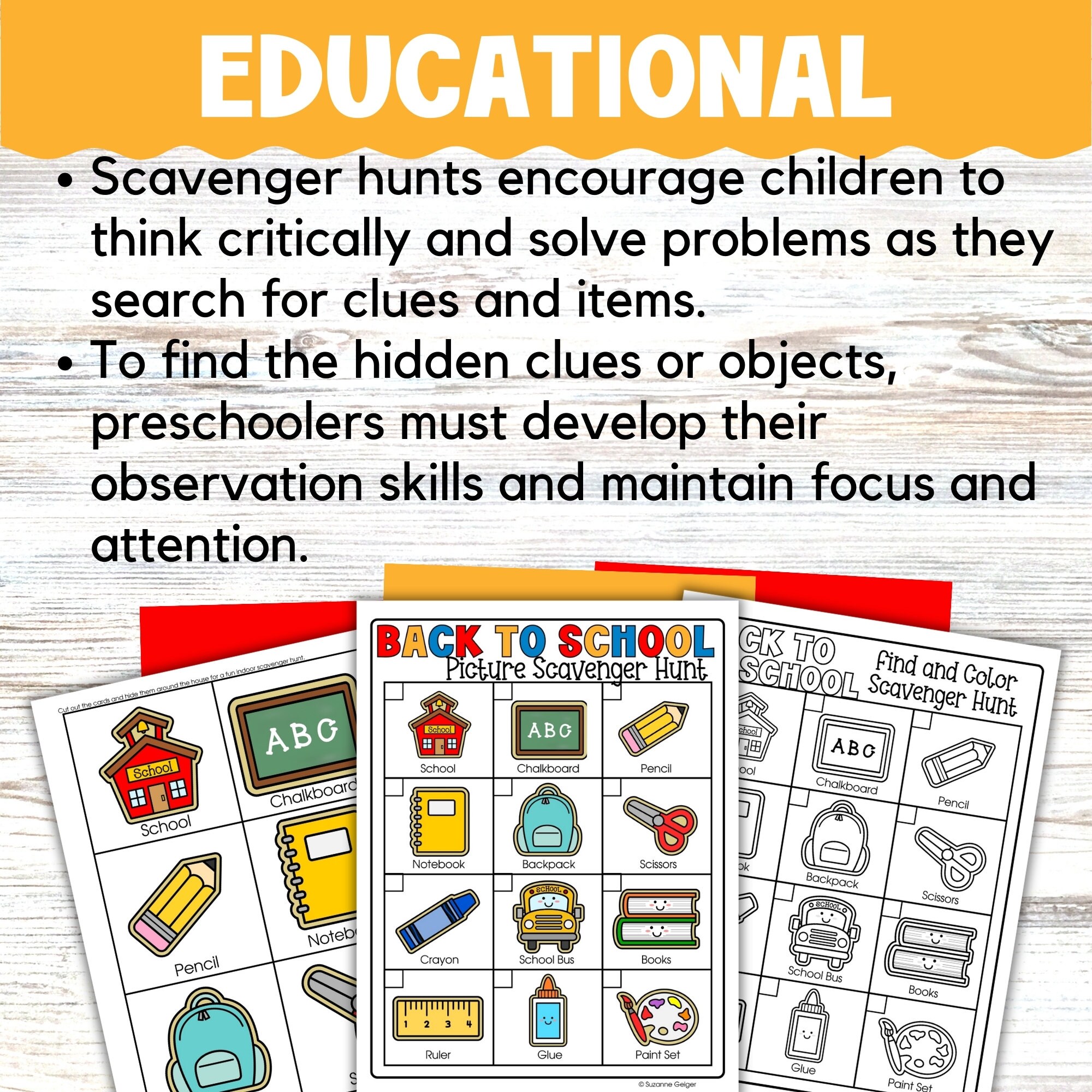 Back to School Scavenger Hunt for Preschoolers With Picture Clues ...