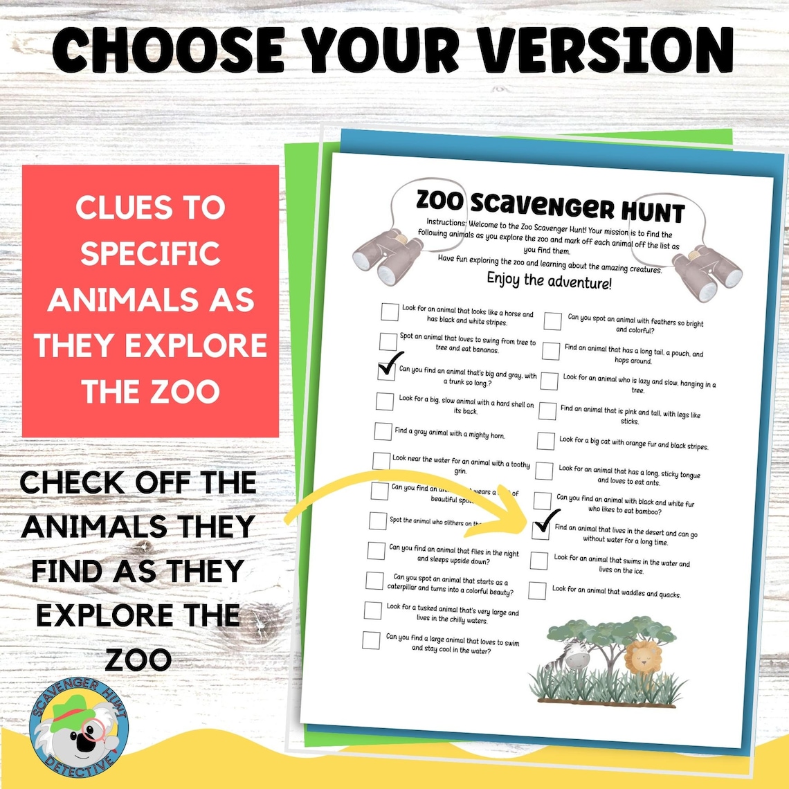 Zoo Scavenger Hunt for Kids Printable, Zoo Field Trip Treasure Hunt ...