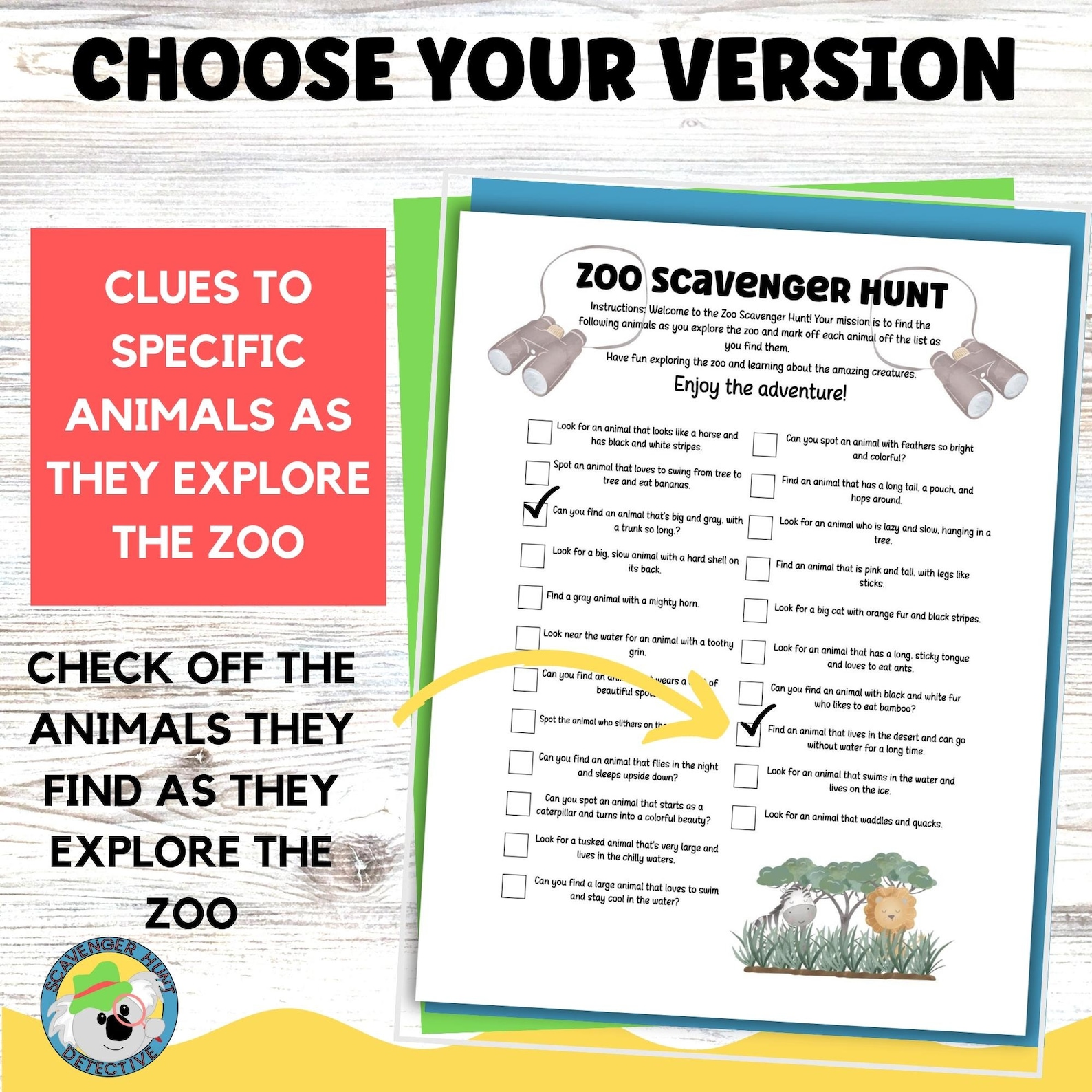 Zoo Scavenger Hunt for Kids Printable, Zoo Field Trip Treasure Hunt ...