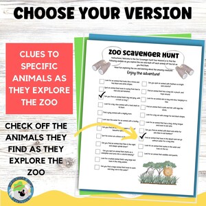 Zoo Scavenger Hunt for Kids Printable, Zoo Field Trip Treasure Hunt ...