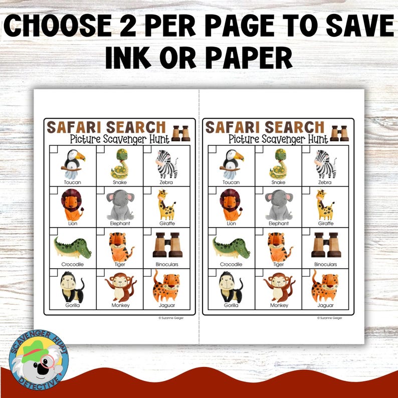 Safari Animal Scavenger Hunt for Preschoolers With Picture Clues ...