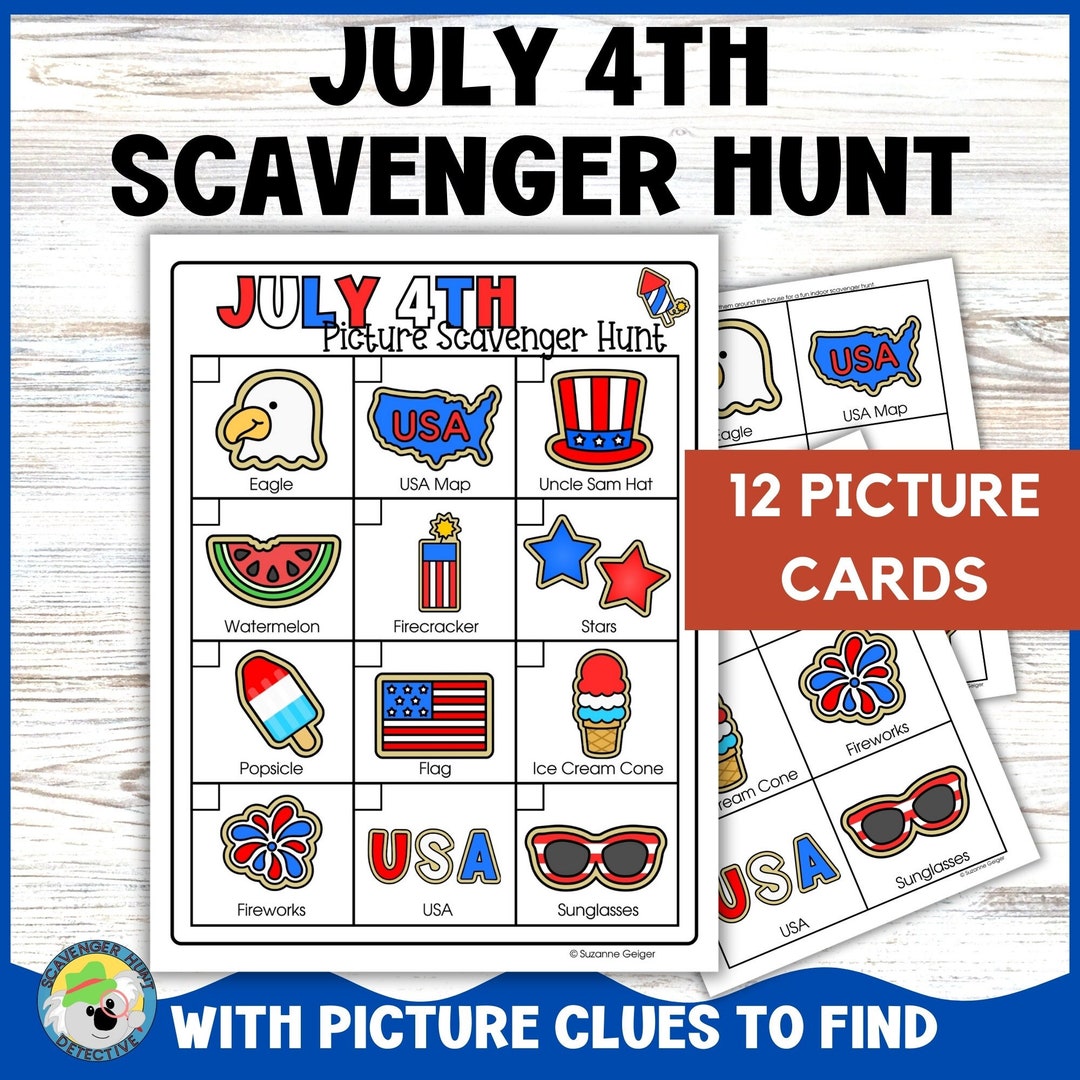 4th of July Scavenger Hunt for Preschoolers With Picture Clues, Toddler ...