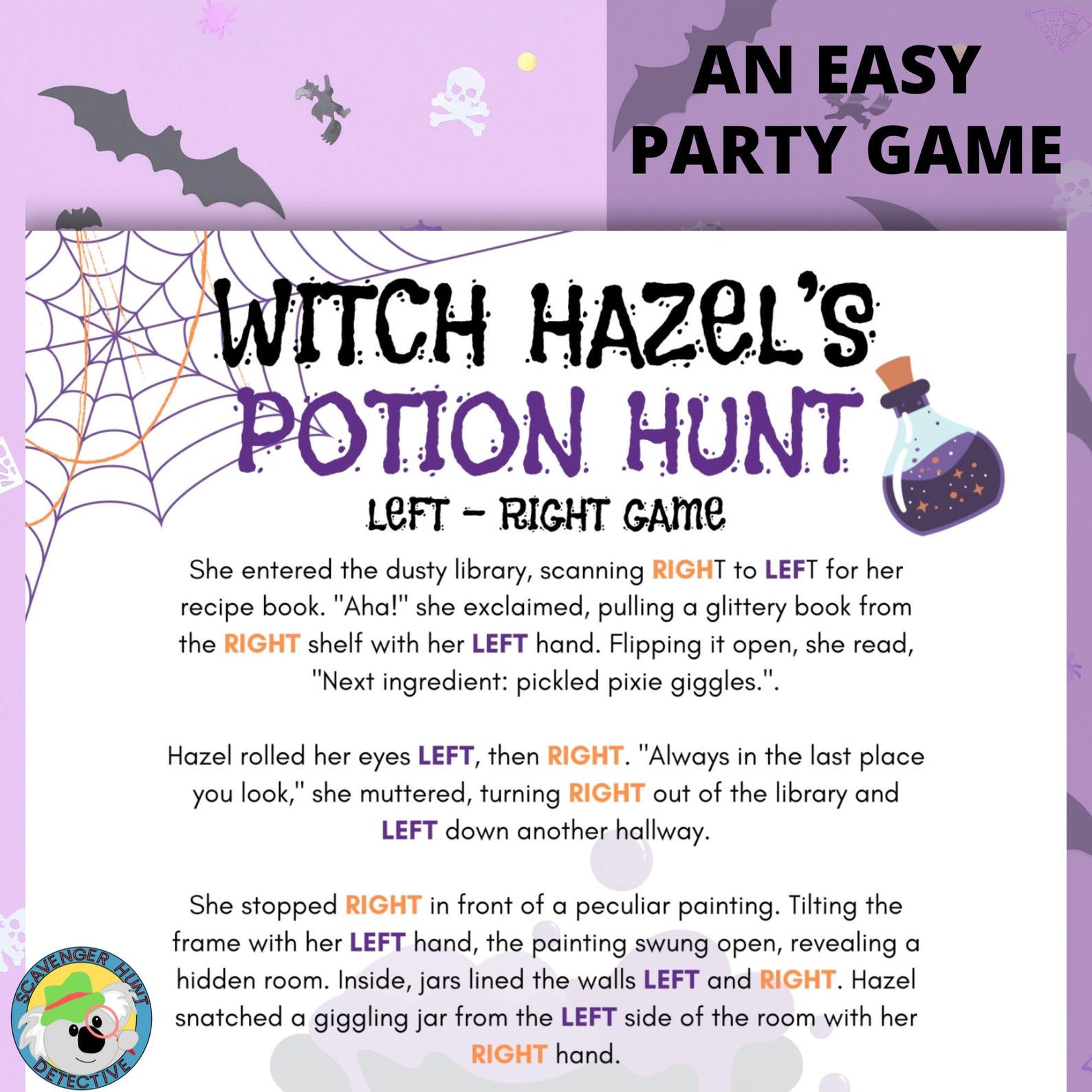Halloween Left-right Game Printable Pass the Candy Party Activity for ...