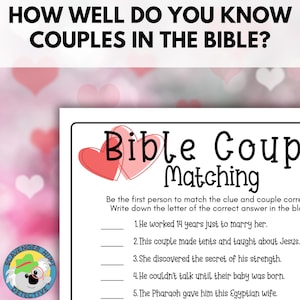 Bible Couples Matching Game, Valentine's Party Couples of the Bible ...
