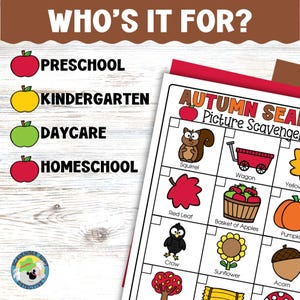 Autumn Scavenger Hunt for Preschool With Picture Clues, Toddler Fall ...