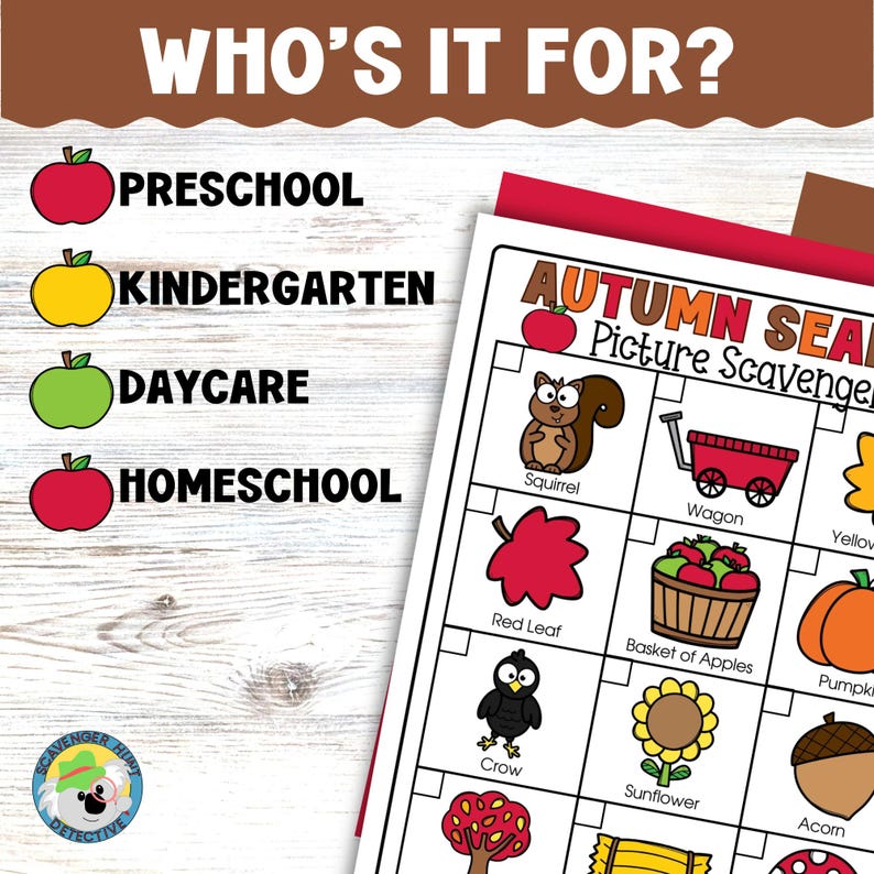 Autumn Scavenger Hunt for Preschool With Picture Clues, Toddler Fall ...