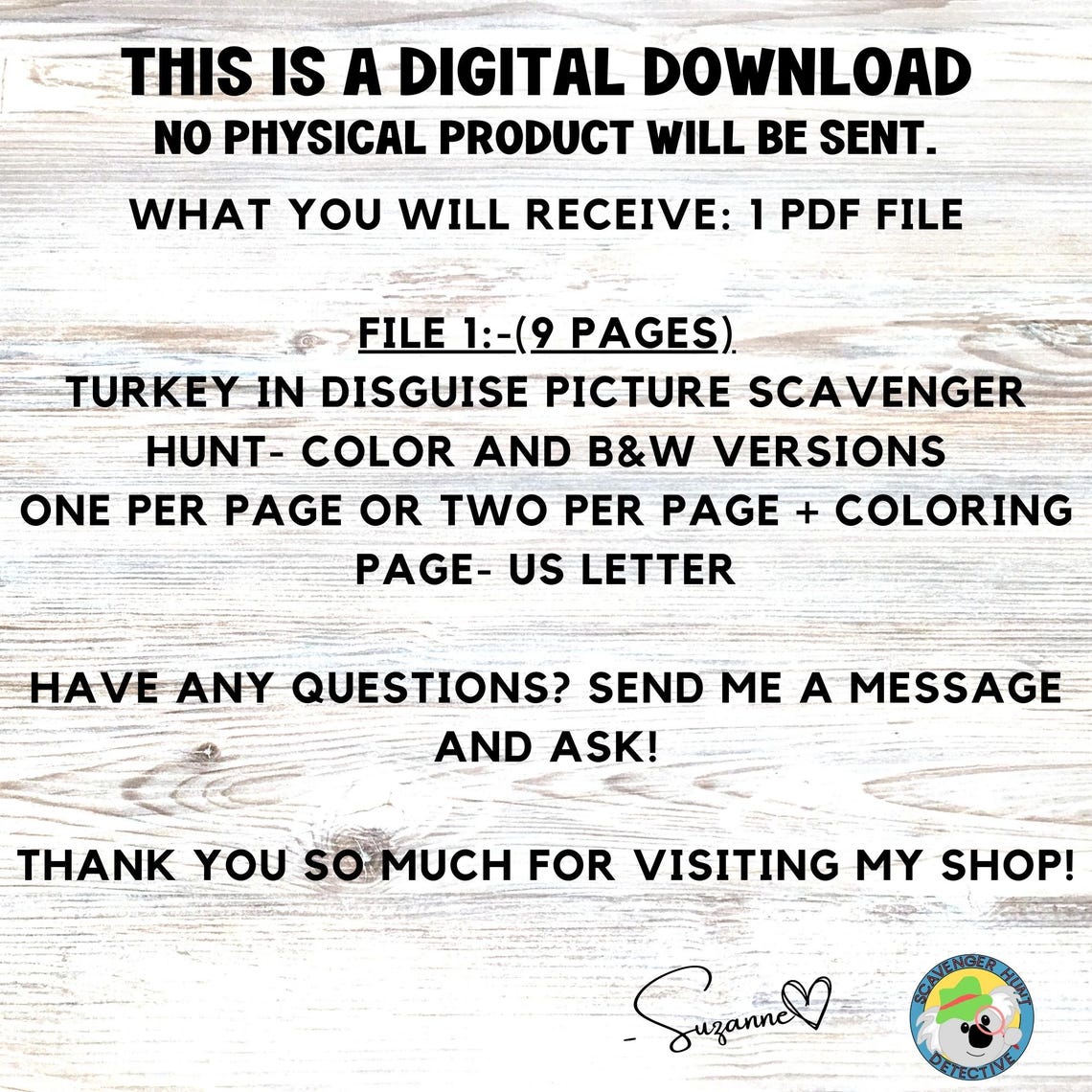 Turkey in Disguise Scavenger Hunt for Preschoolers With Picture Clues ...