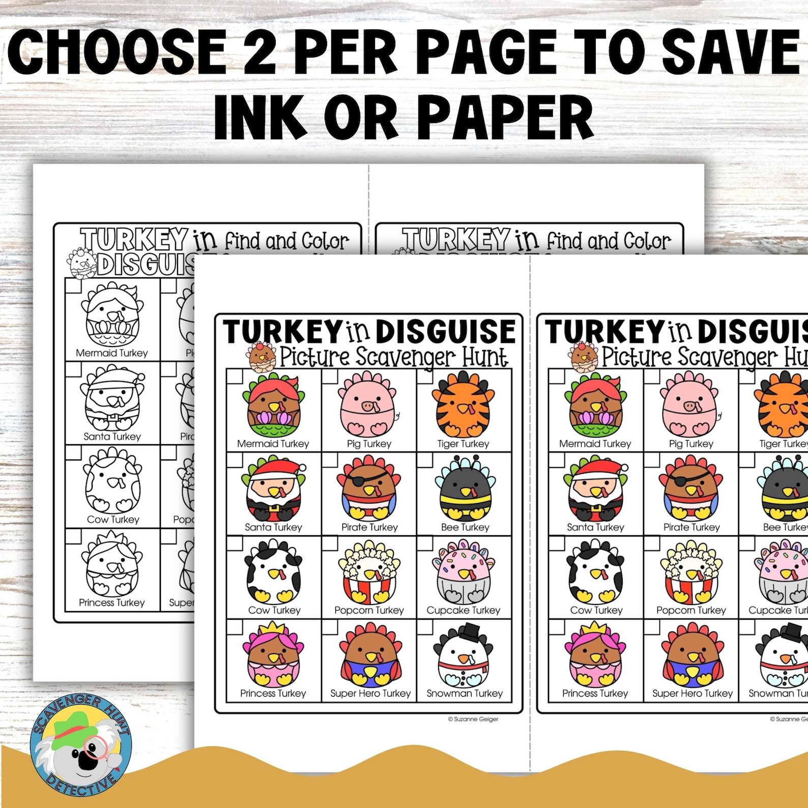 Turkey in Disguise Scavenger Hunt for Preschoolers With Picture Clues ...
