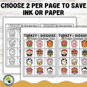 Turkey in Disguise Scavenger Hunt for Preschoolers With Picture Clues ...