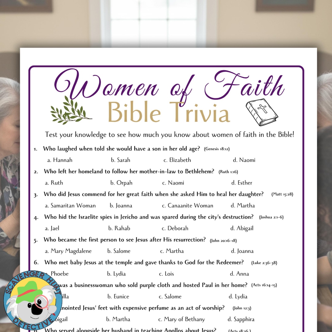 Bible Women of Faith Trivia Game, Women's Ministry Women of the Bible ...
