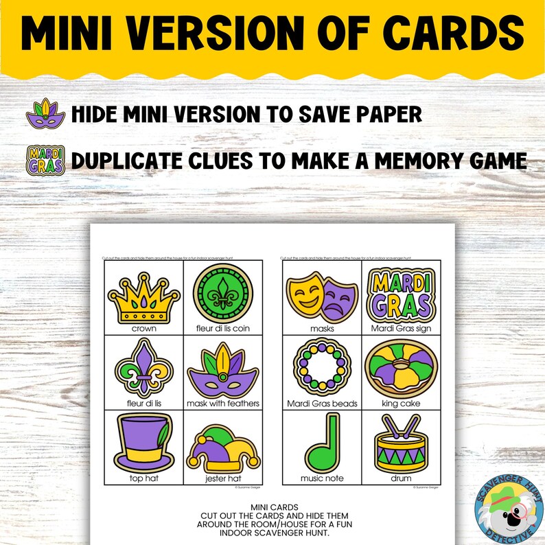 Mardi Gras Scavenger Hunt for Toddlers With Picture Clues, Picture ...