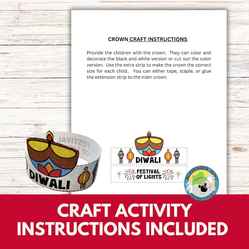 Diwali Paper Crown Craft Activity, Coloring Printable Diwali Diya Lamp ...