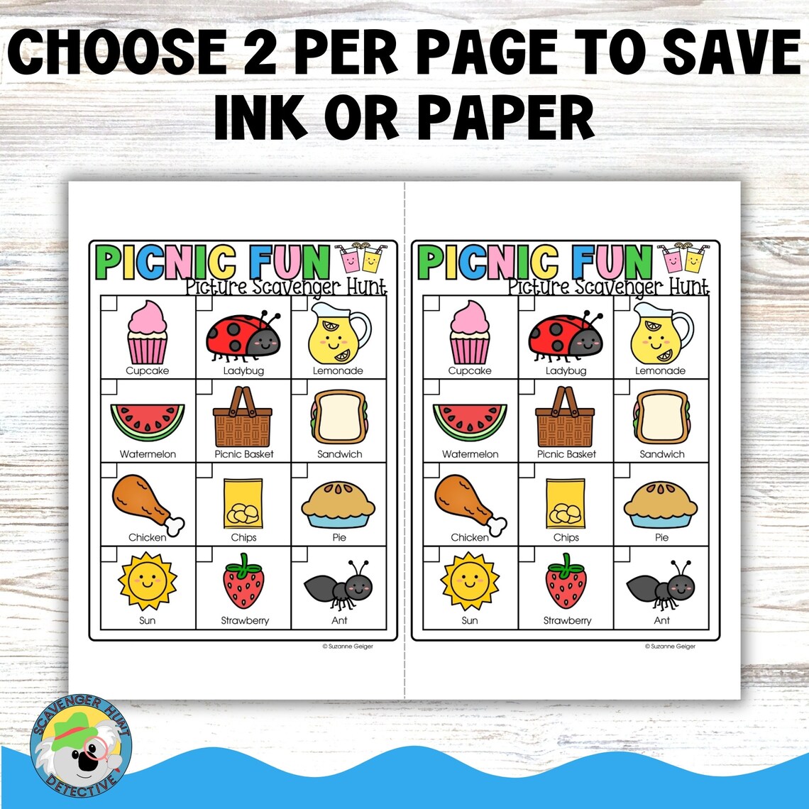 Picnic Scavenger Hunt for Preschoolers With Picture Clues, Toddler ...