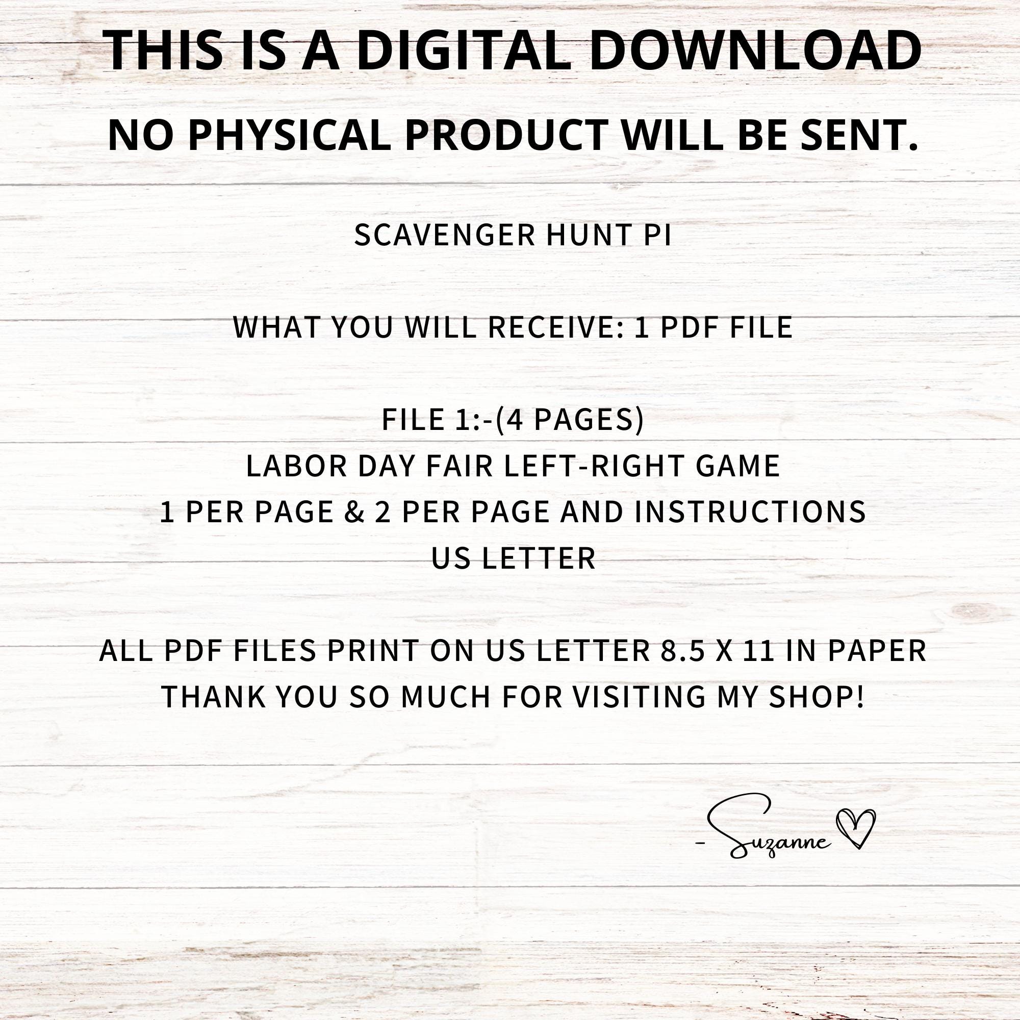 Labor Day Left-right Game Printable, Labor Day Word Game Party Activity ...