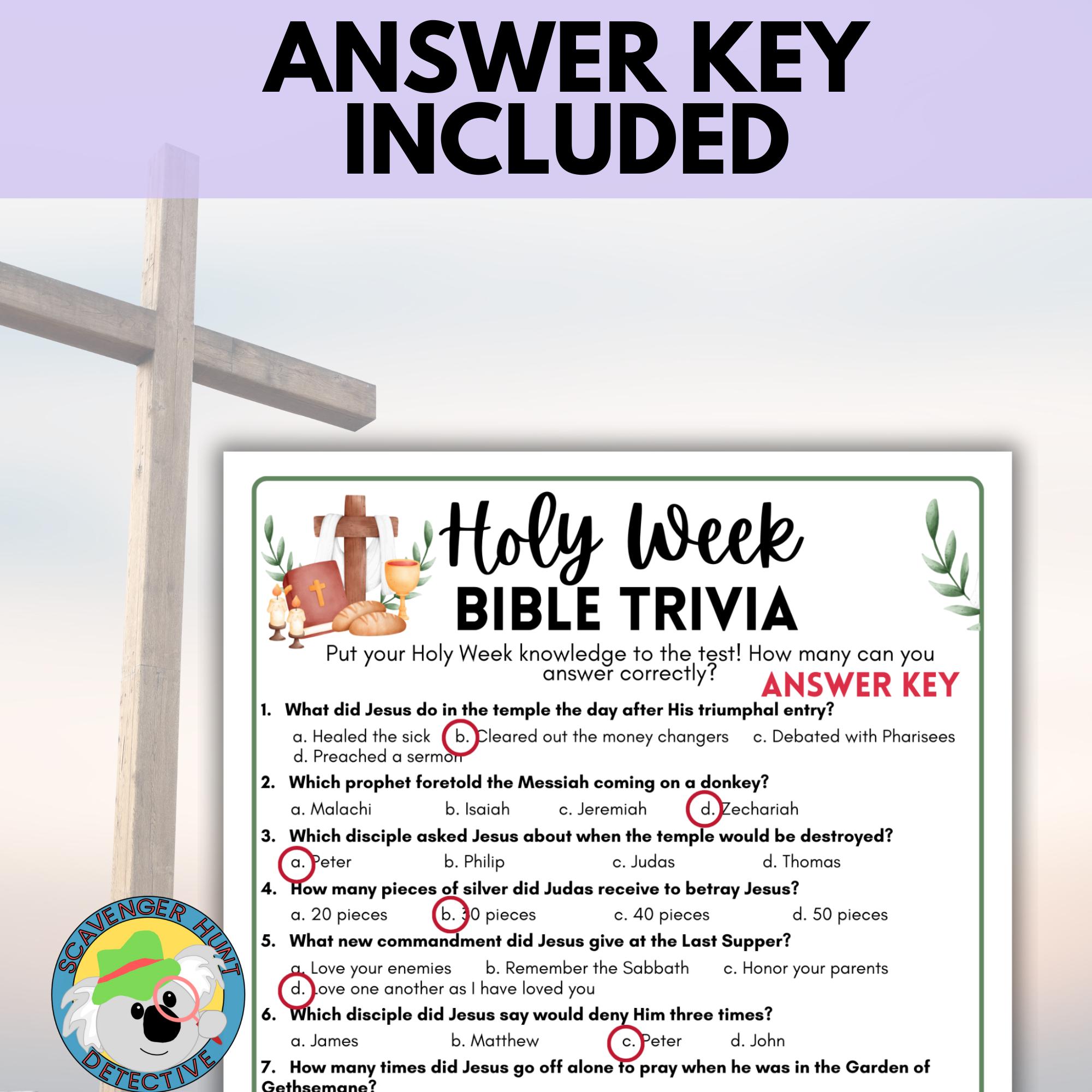 Holy Week Easter Bible Trivia Game, Easter Story Bible Game Church ...