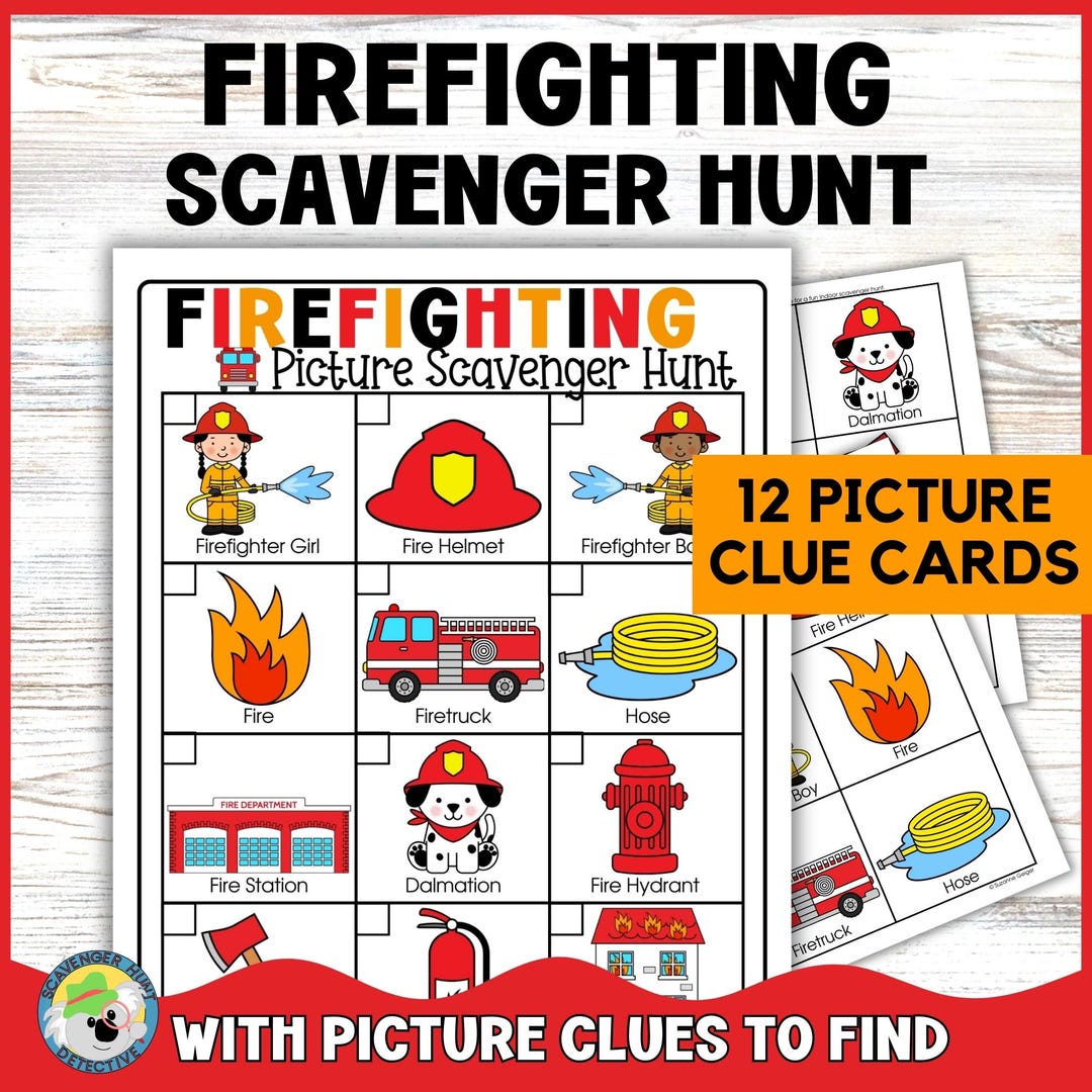 Fire Safety Week Scavenger Hunt for Preschoolers With Picture Clues ...