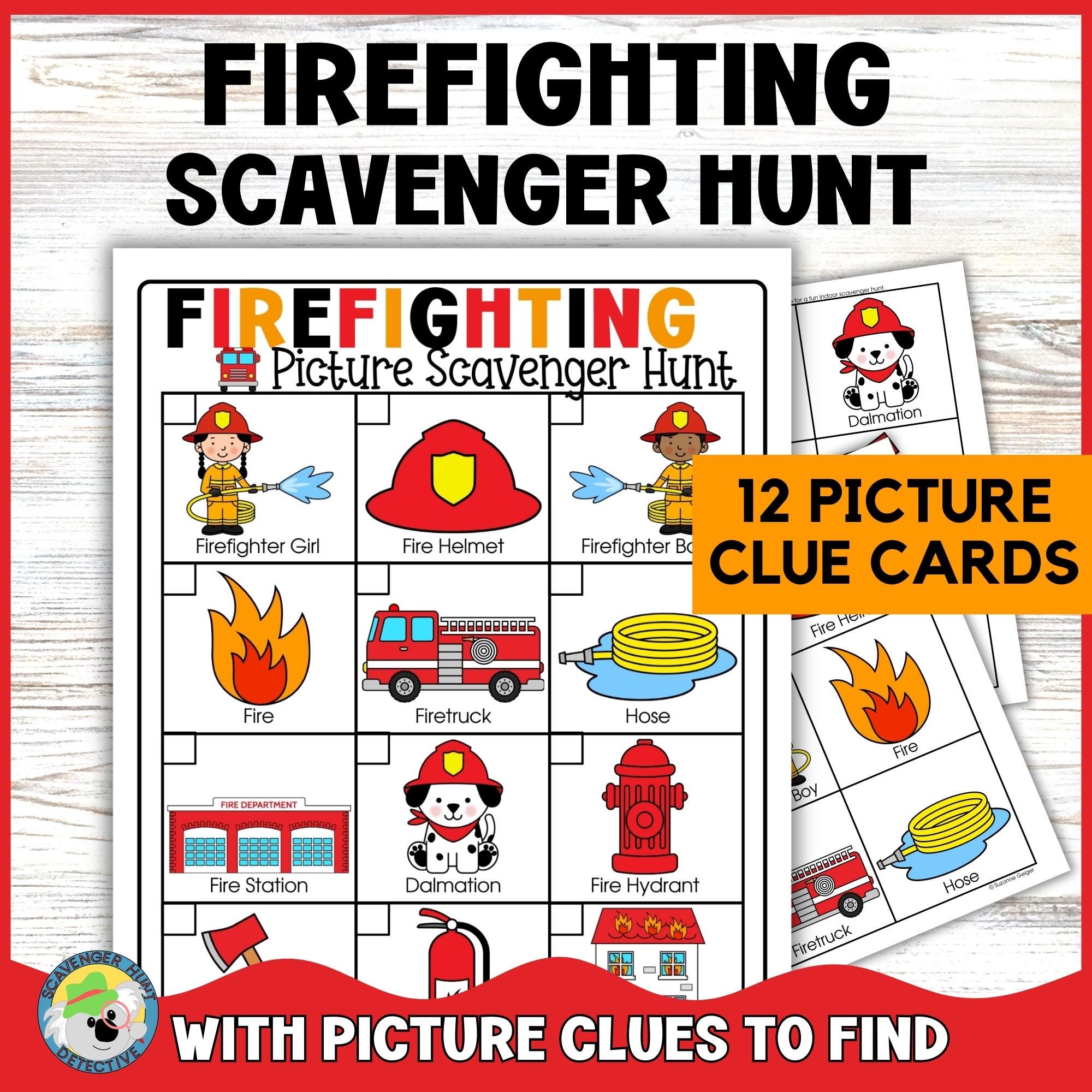 Fire Safety Week Scavenger Hunt for Preschoolers With Picture Clues ...