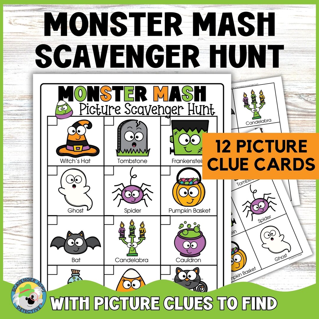 Halloween Cute Monsters Scavenger Hunt Preschool With Picture Clues ...