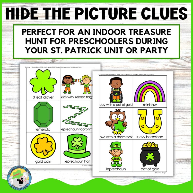 St. Patrick's Day Scavenger Hunt for Toddlers With Picture Clues ...
