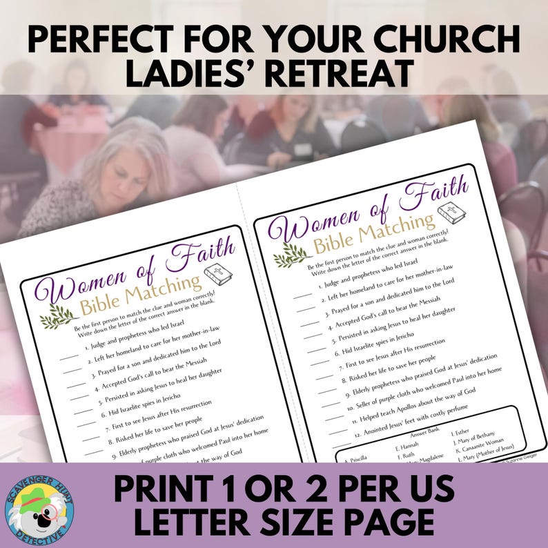 Bible Women of Faith Matching Game, Women's Ministry Women of the Bible ...