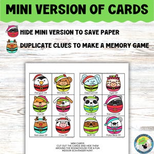 Christmas Elf Animals Scavenger Hunt for Preschoolers With Picture ...