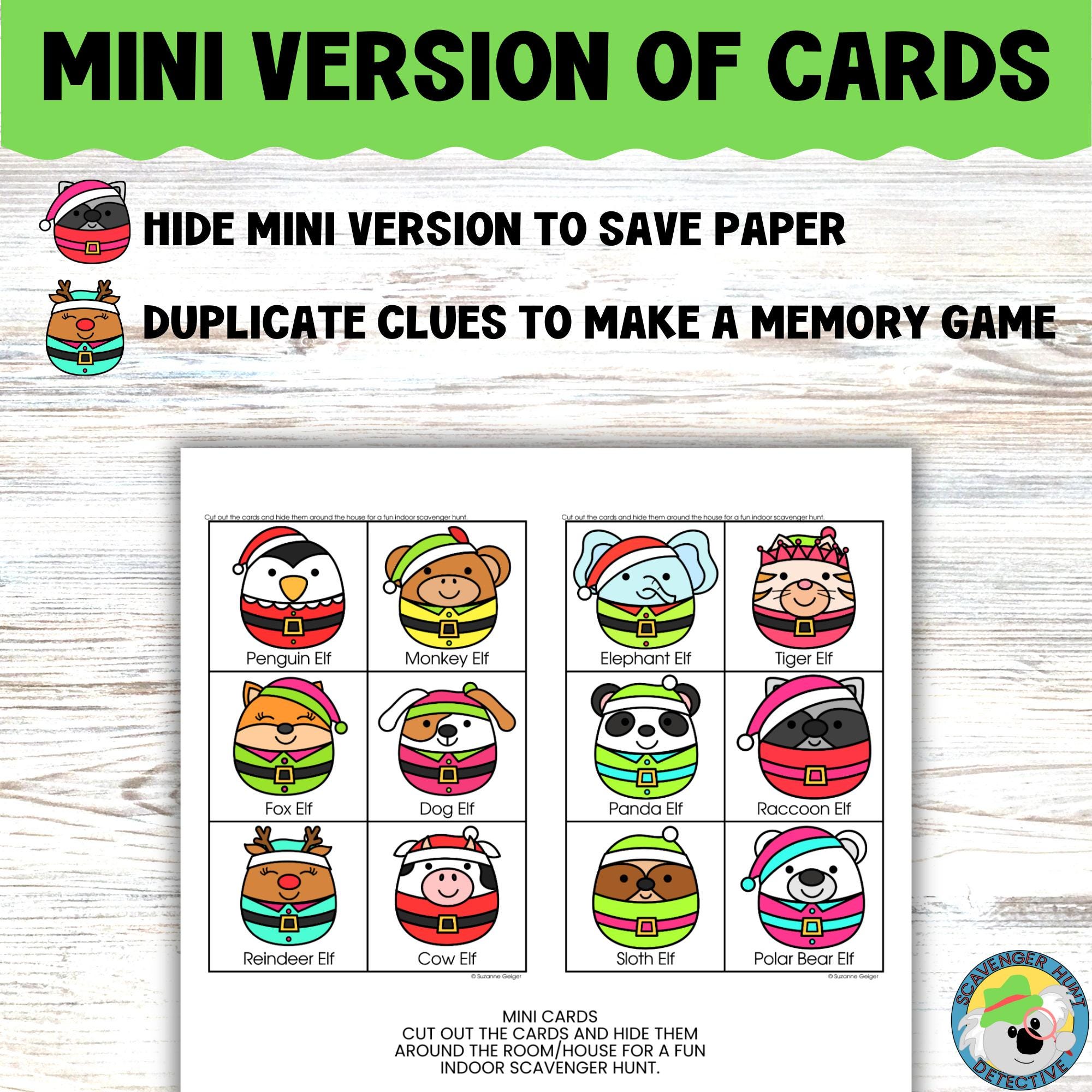 Christmas Elf Animals Scavenger Hunt for Preschoolers With Picture ...