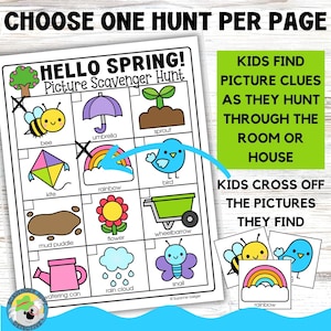Spring Scavenger Hunt for Preschoolers and Toddlers With Picture Clues ...
