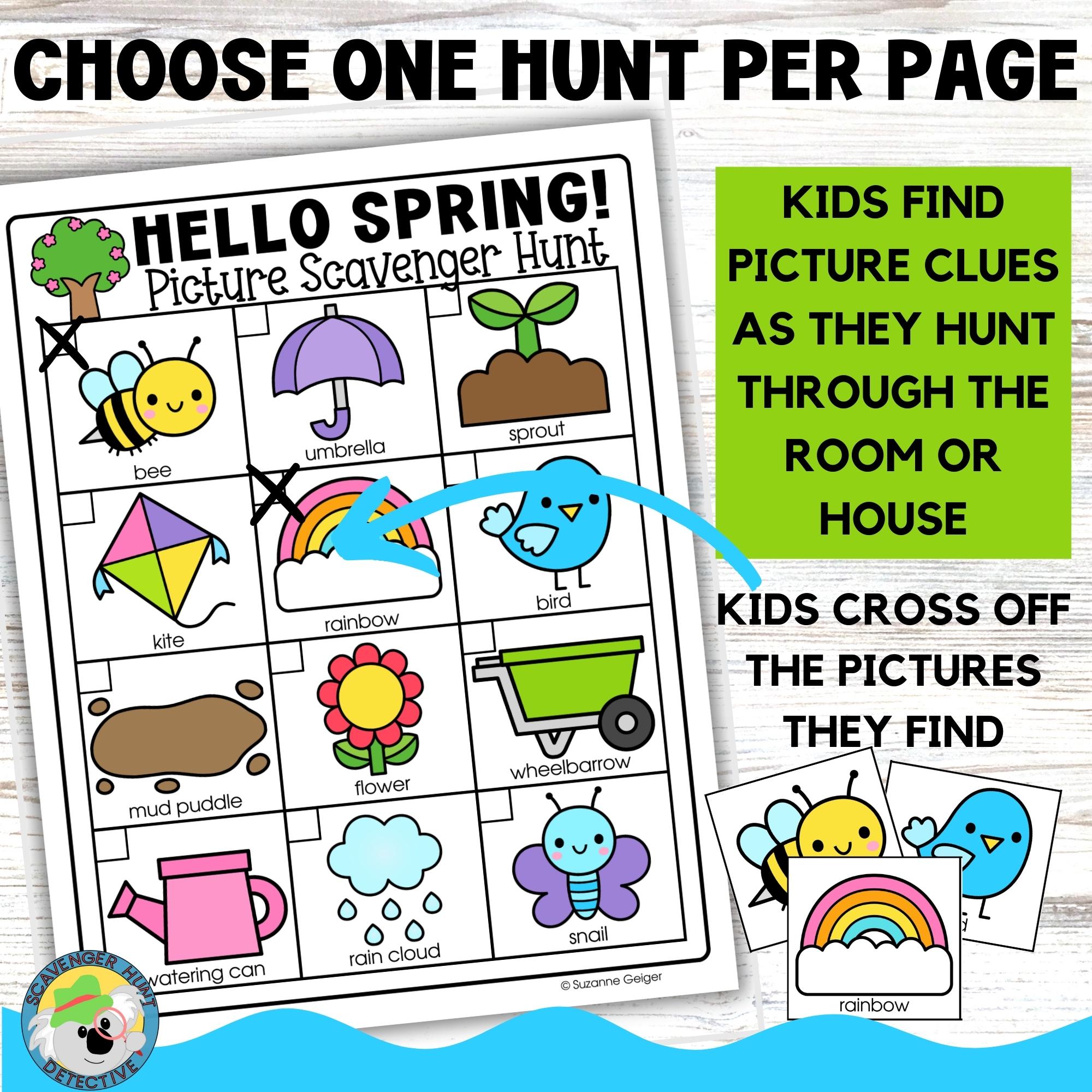 Spring Scavenger Hunt for Preschoolers and Toddlers With Picture Clues ...