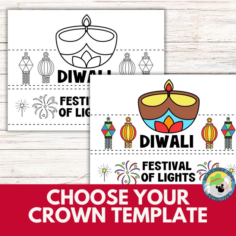 Diwali Paper Crown Craft Activity, Coloring Printable Diwali Diya Lamp ...