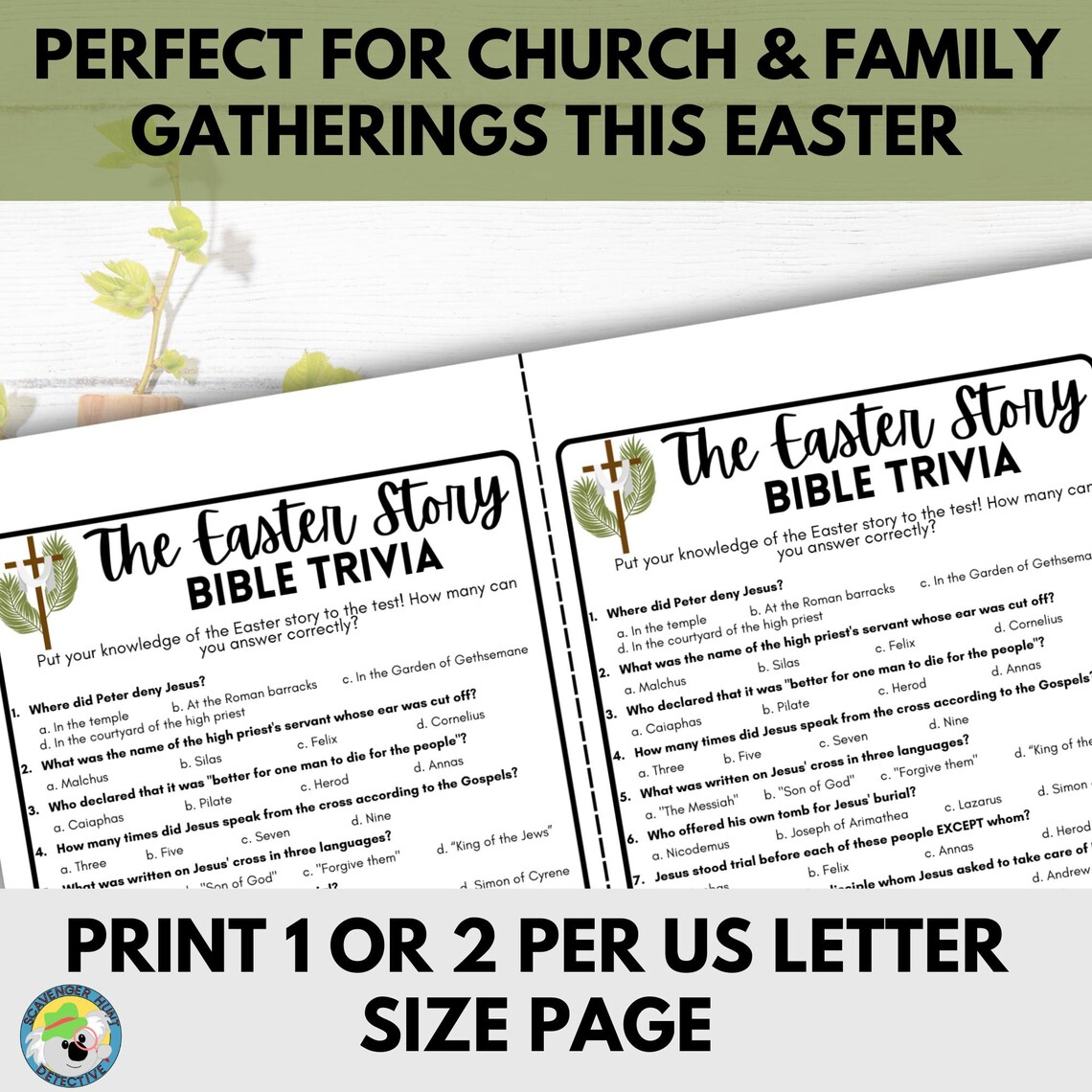 Easter Story Bible Trivia Game, Easter Holy Week Bible Game Church ...