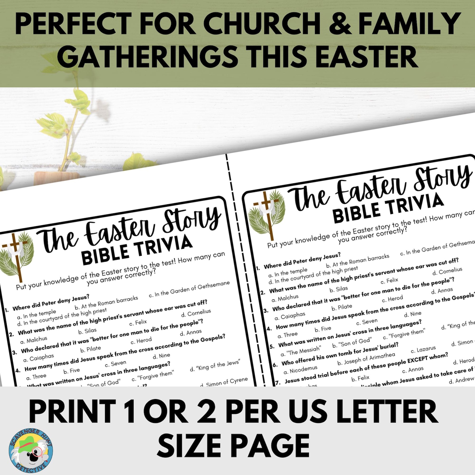Easter Story Bible Trivia Game, Easter Holy Week Bible Game Church ...